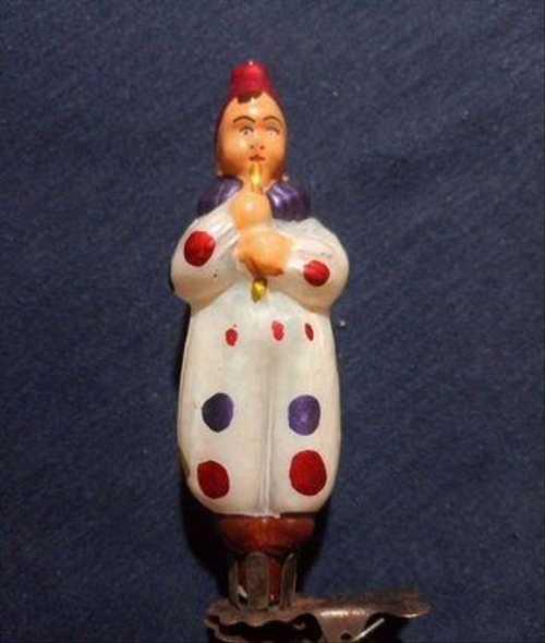 Елочная игрушка "Клоун с дудочкой" СССР