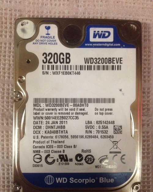 HDD 2.5 320GB WD IDE Жесткий диск