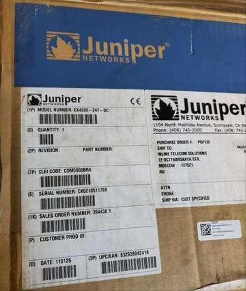 Коммутатор Juniper EX4200-24T-DC новый в коробке