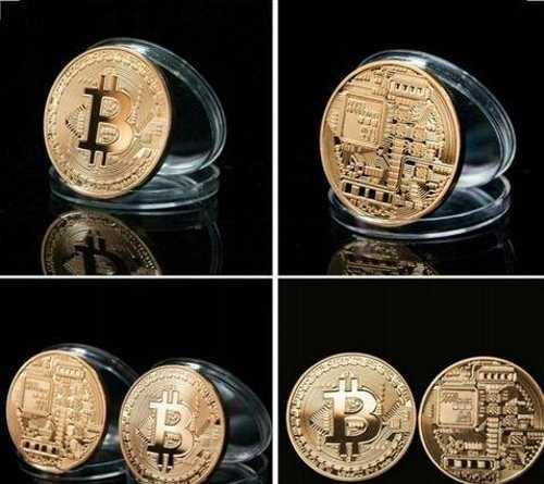 Биткойн, монета сувенирная под золото