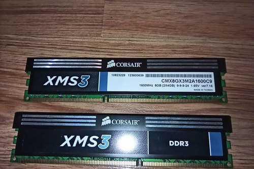 Озу Corsair xms3 ddr3 8gb (kit 2*4Gb)