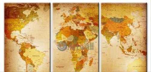 Модульная картина «Карта мира в ретро»