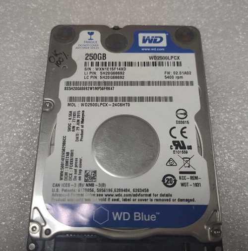 Жесткий диск 250гб для ноутбука WD sata3