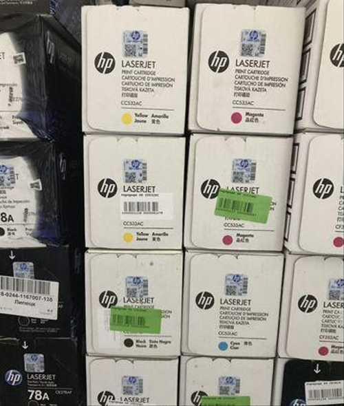 Картриджи HP CC530AC Цветные тоже есть