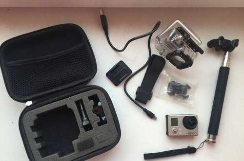 Gopro hero 3 silver с чехлом и аксессуарами