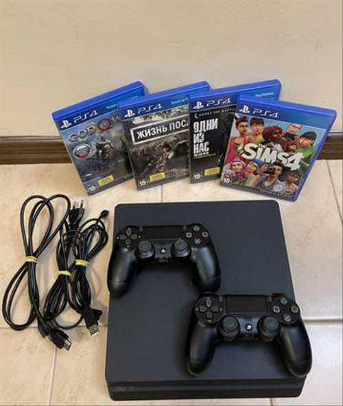 Sony playstation 4 PS4 slim 1 Гб + 4 игры