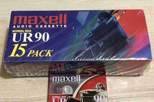 Аудиокассеты Maxell UR90 блок 15 кассет запечатан