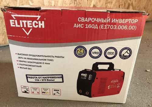 Инвертор сварочный Elitech аис 160 Д мма