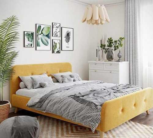 Кровать Плиди 180 Velvet Yellow