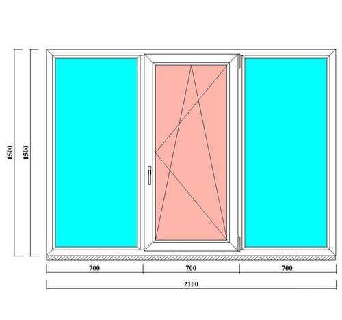 Окно пвх Рехау 60 мм размер 2300*1500