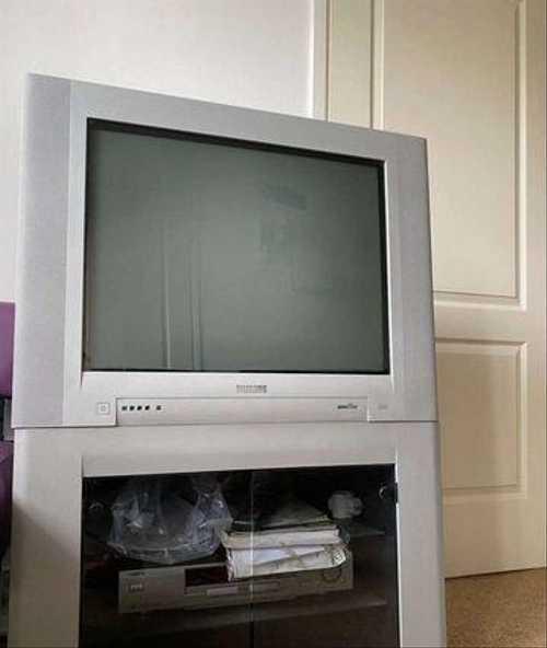 Телевизор (плоский экран) + DVD + тумбочка