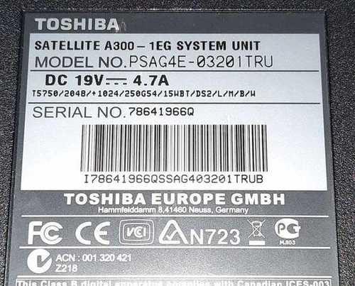 Ноутбук Toshiba A300-1EG на запчасти