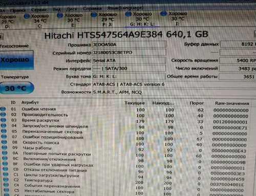 Жесткий диск HDD Hitachi 640Gb 5400 sataii 2,5