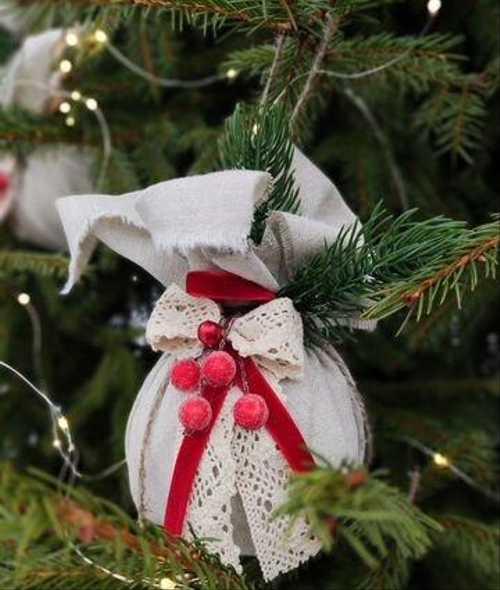 Новогоднее украшение для елки шар ручной работы