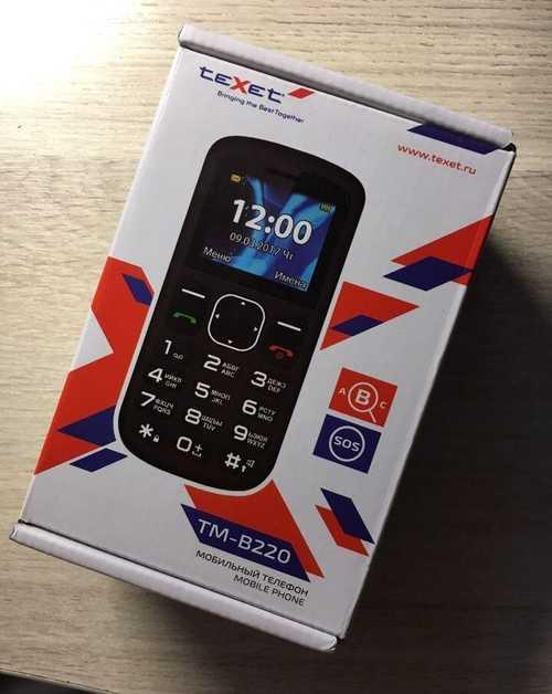 Сотовый телефон teXet TM-B220 черный с кнопкой SOS
