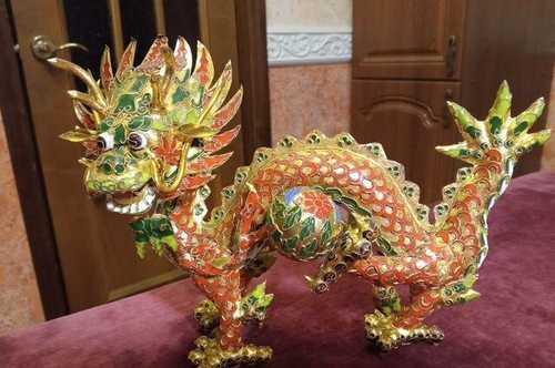 Интерьерная фигурка китайского дракона, эмаль