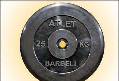 Обрезиненный блин 25 кг Barbell 26, 31 или 51 мм