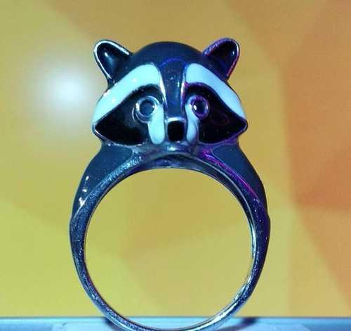 Серебряное кольцо енот