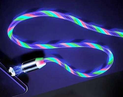 Светодиодный светящийся магнитный кабель USB-micro