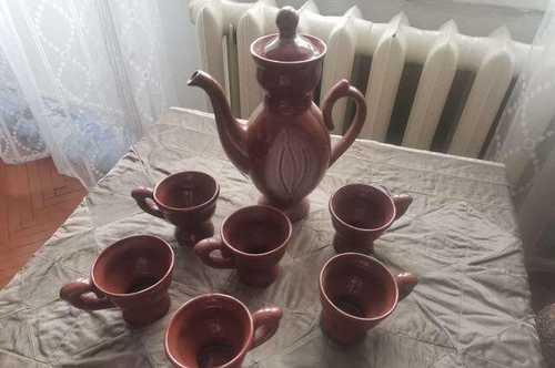 Сервиз чашки и кувшин керамика