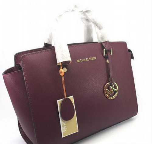 Женская кожаная сумка Michael Kors бордо new