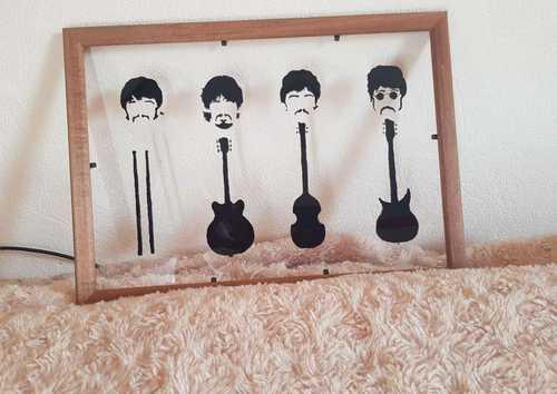 Beatles Витражная картина роспись по стеклу