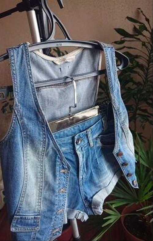 Женские джинсовые шорты с желеткой