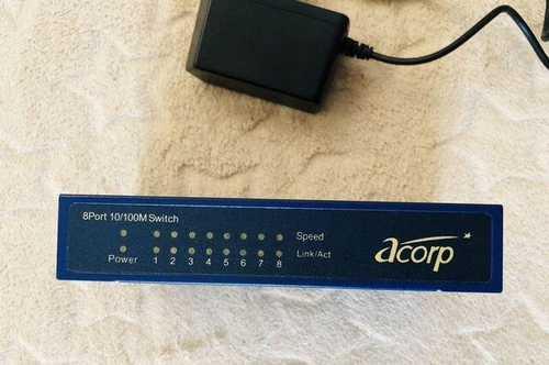 Acorp 8 port Ethernet Hub (концентратор/свитч)