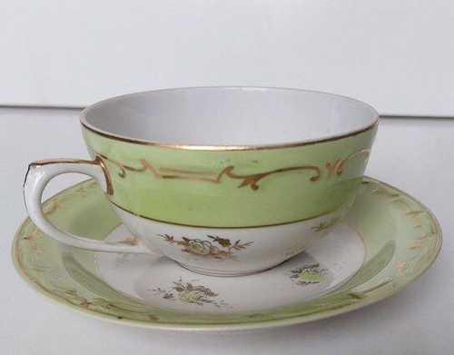 Чайная чашка и 2 блюдца Дулево винтаж 1958 г