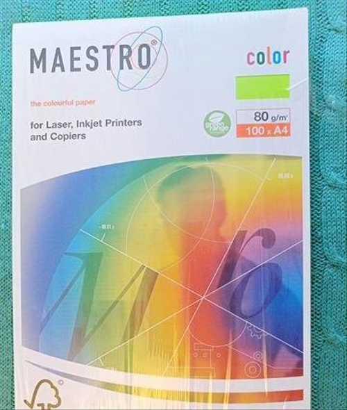 Бумага Maestro 100*A4 neon