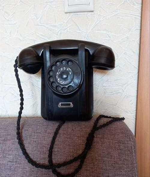 Телефоный аппарат СССР настенный черный раритет