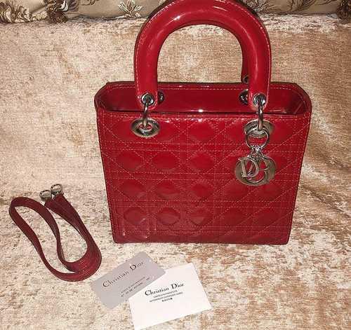 Сумка Christian Dior, Lady Dior, лакированная