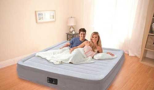 2х спальная надувная кровать Intex Headboard Air