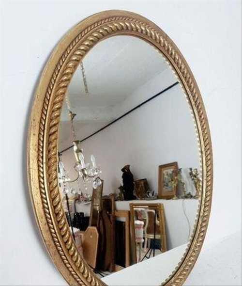 Зеркало багет золото патина овал XIX век Луи 15