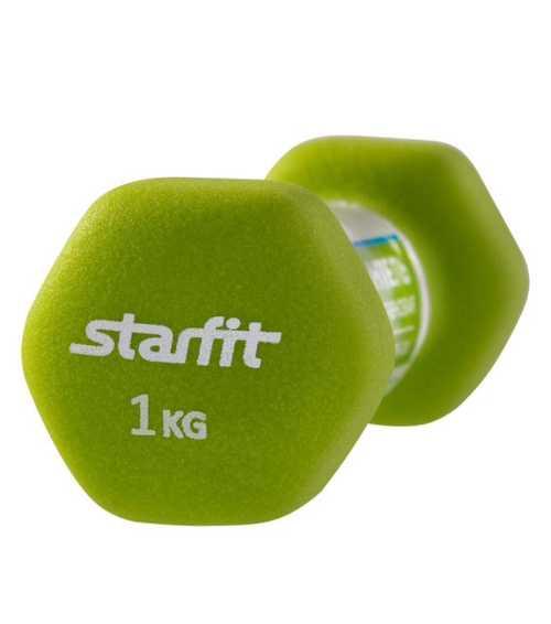 Гантель неопреновая StarFit DB-201 1 кг, салатовая