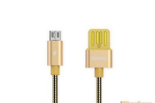 Дата кабель USB - MicroUSB, 100cм, золотой Remax R