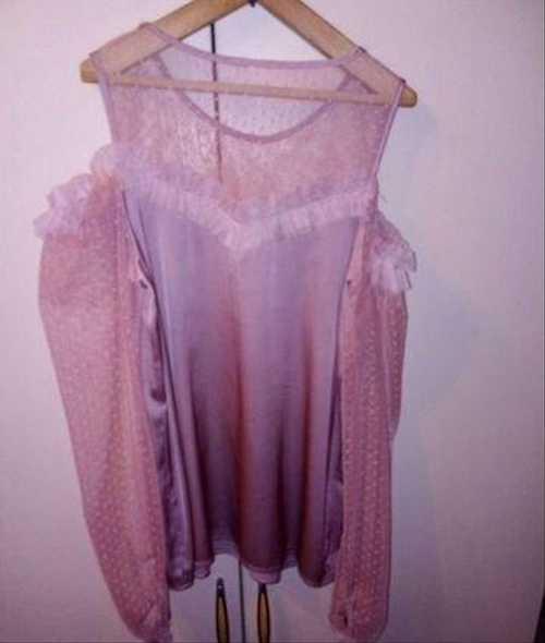 Блузка розовая шелковая, разм.42 -44