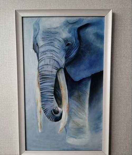 Картина маслом "Слон в тумане"