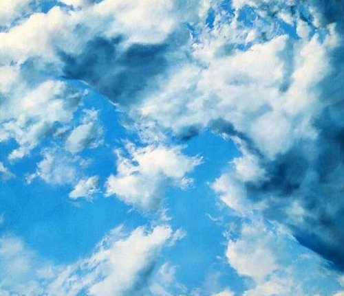 Картина маслом голубое небо. Облака маслом на холс