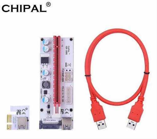 Райзер pci-e VER 008S 6 pin molex SATA Новые