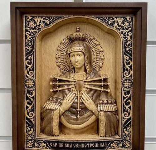 Икона резная Семистрельная Богородица