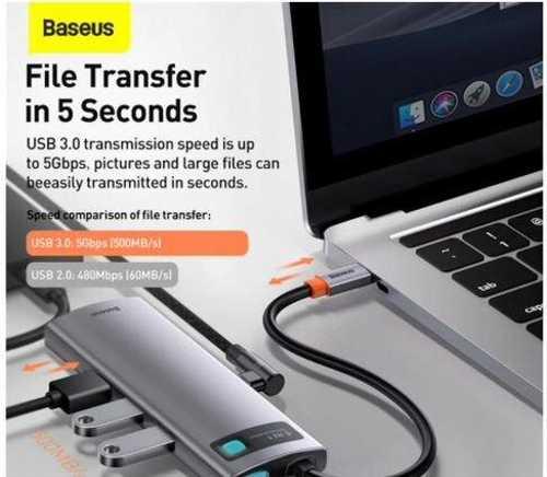 Многопортовый адаптер Baseus 8 in 1 USB HUB 100Вт