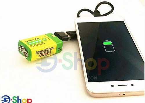 Аккумулятор Крона 9V Li-ion 1200mAh microUSB 1шт