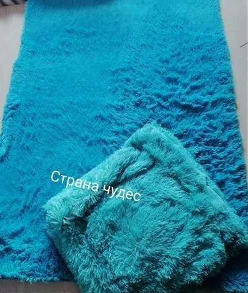 Подарочный набор голубой коврик и бирюзовый плед
