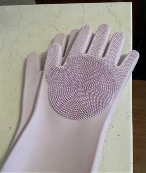Новые Хозяйственные силиконовые перчатки с ершиком