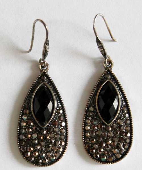 Шикарные длинные серьги Стразы Swarovski