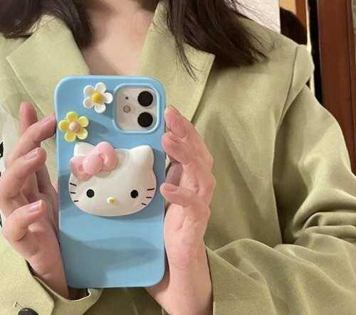 Чехол Hello Kitty голубой для iPhone