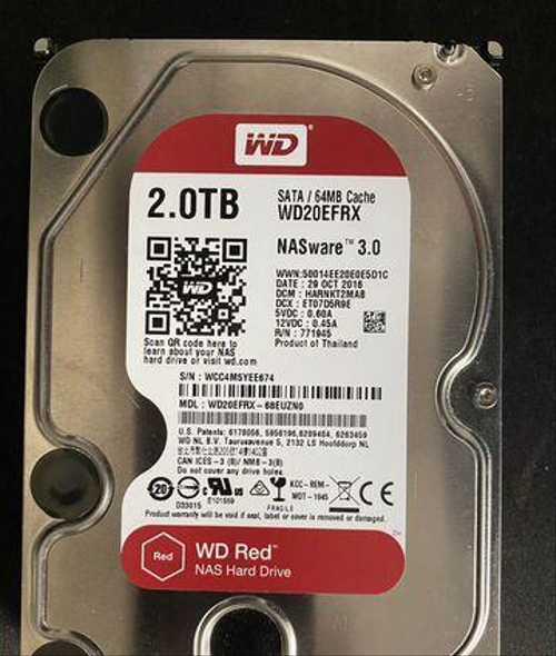 Western Digital HDD 2tb Red серия. SATA III, 3.5"