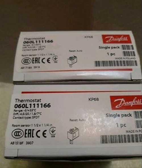 Реле температуры Danfoss KP 68 и KP 61