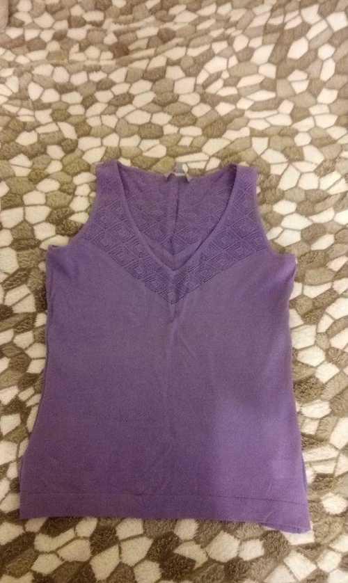 Новый ажурный сиреневый топ без рукавов